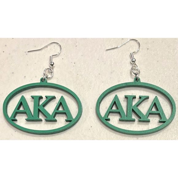 Handmade | Jewelry | 3 X 175 Green Alpha Kappa Alpha Wood Earrings ...